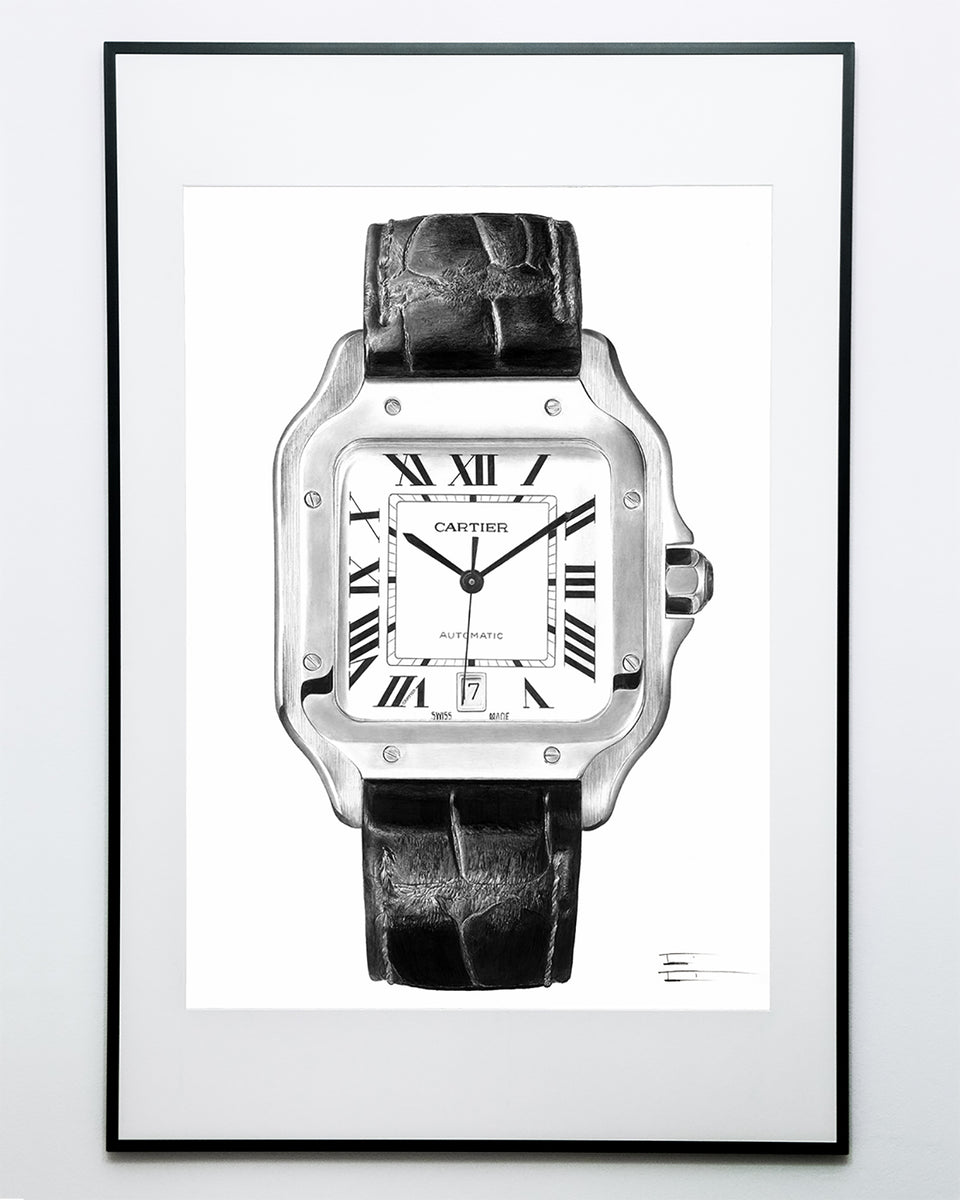 "Santos 2020" Watch Drawing — Horological Art – aBlogtoWatchStore