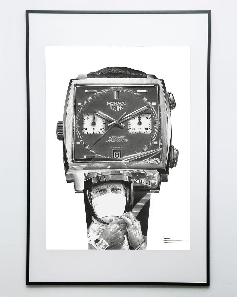 "Le Mans Chronograph" Watch Drawing — Horological Art Print by Artist ...