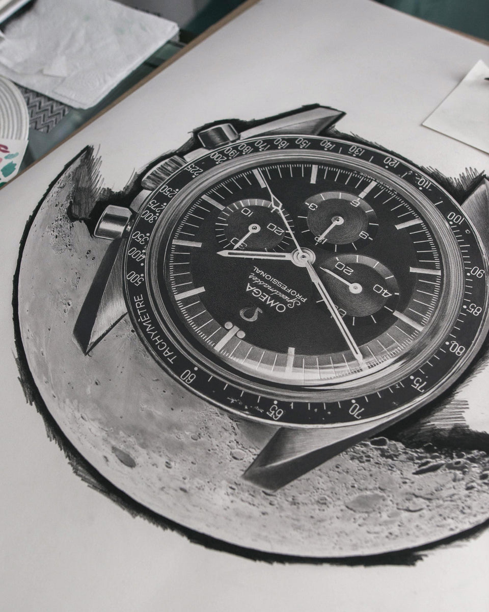 Tribute To The Moonwatch Watch Drawing Print – Horological Artwork ...